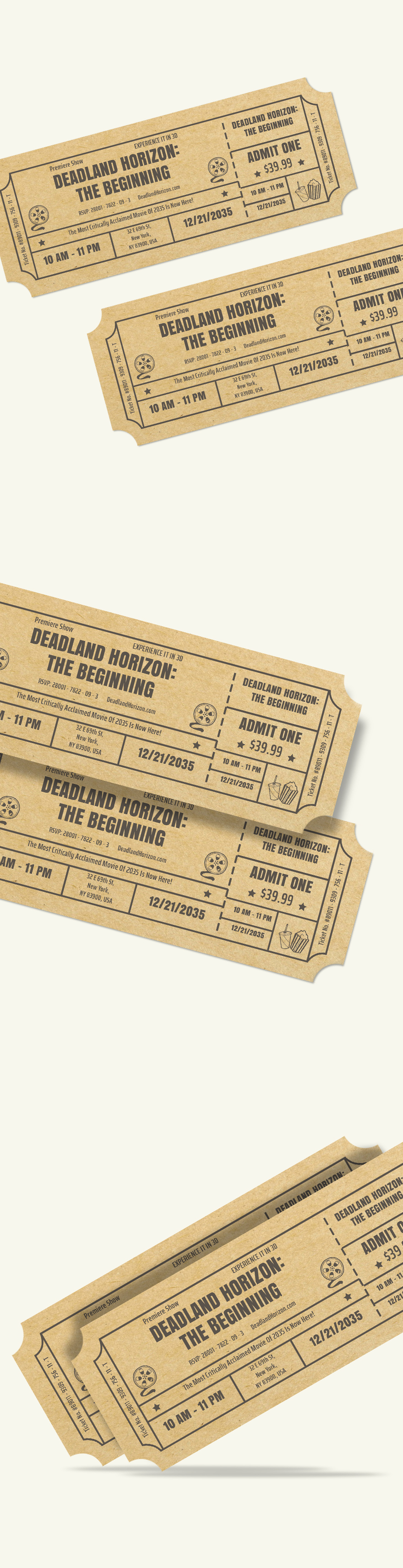 Movie Event Ticket Template - Illustrator, Word, Apple Pages, PSD ...