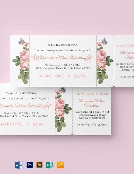 FREE Wedding Ticket Invitation Template - Word (DOC) | PSD | InDesign ...