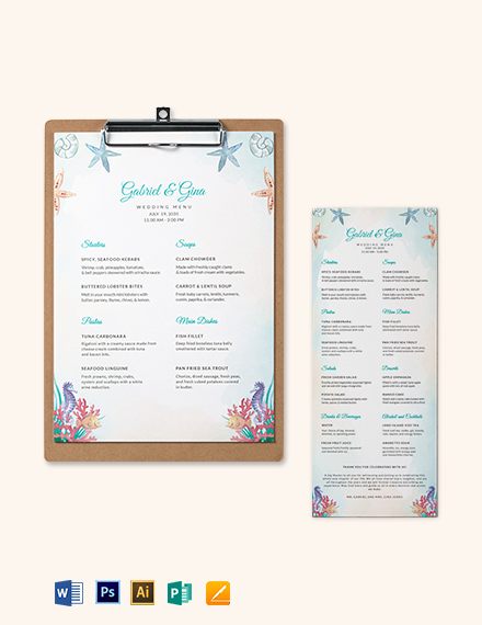 Beach Themed Restaurant Menu Template