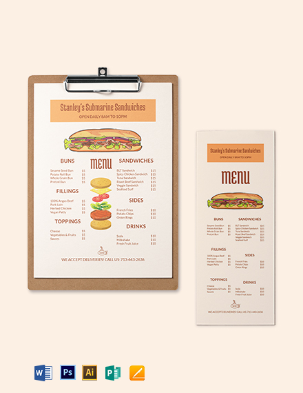 Sumptuous Sandwich Menu - 22+ Free Design Templates in PSD, AI