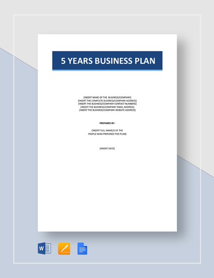 5 Year Business Plan Template Google Docs Word Apple Pages 