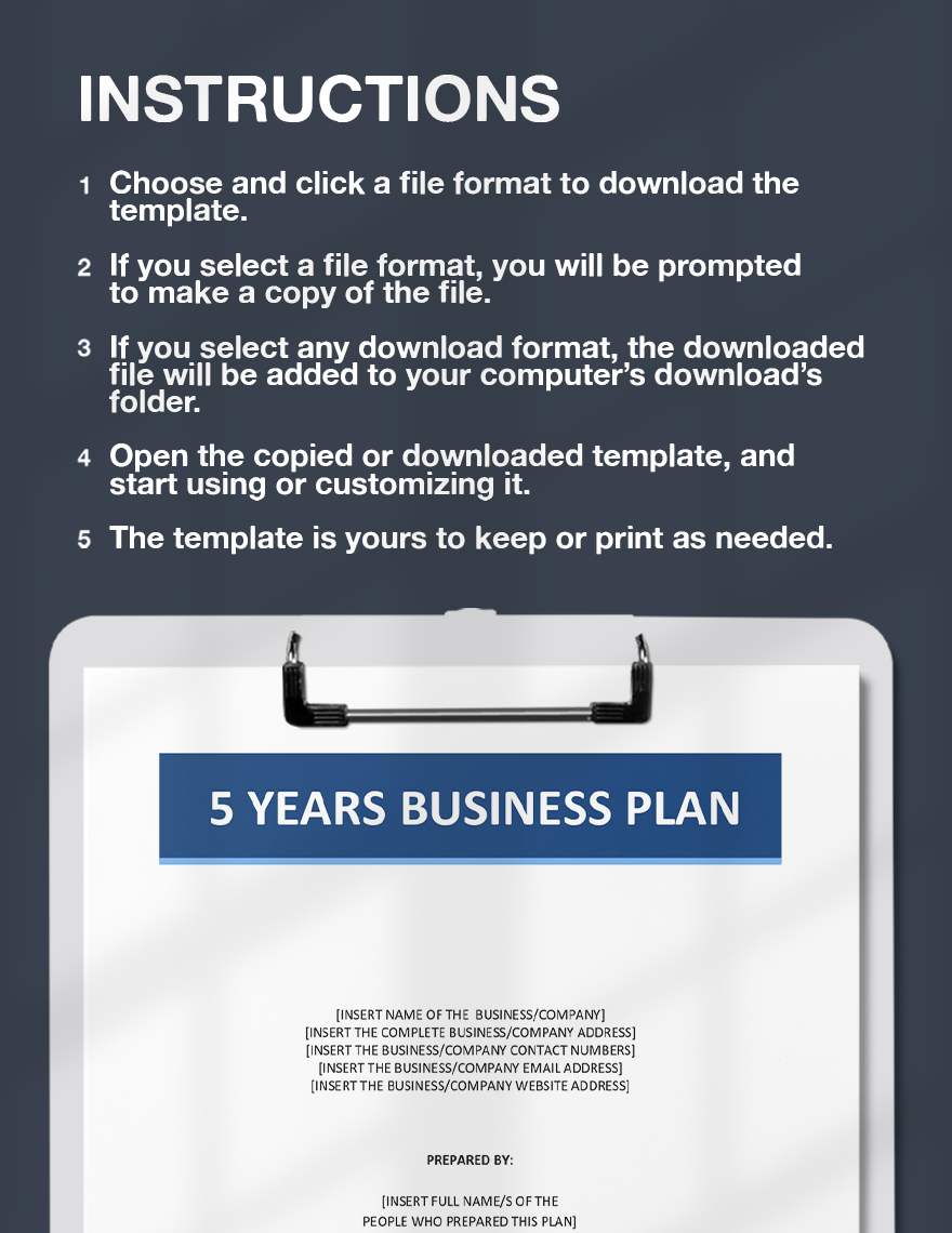 5 Year Business Plan Template - Google Docs, Word, Apple Pages ...
