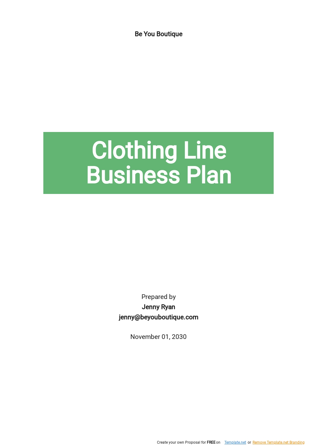Clothing Brand Business Plan Template Clothing Brand Business Plan Template