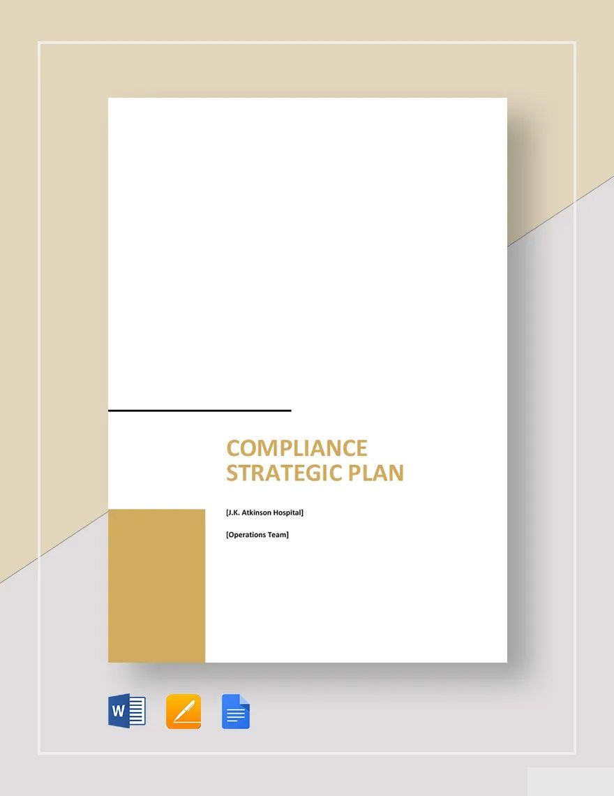 Compliance Strategic Plan Template Google Docs Word Apple Pages 