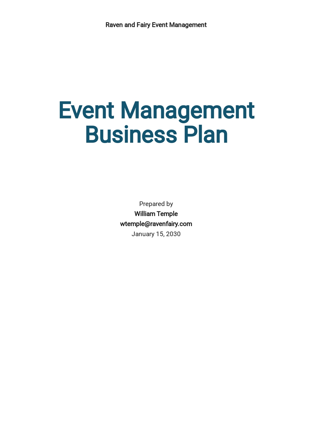 Event Management Business Plan Template Free PDF Word Apple Pages 