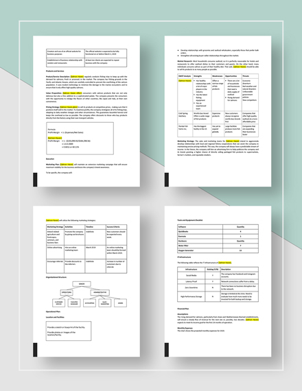 Fishing Business Plan Template Google Docs Word Template
