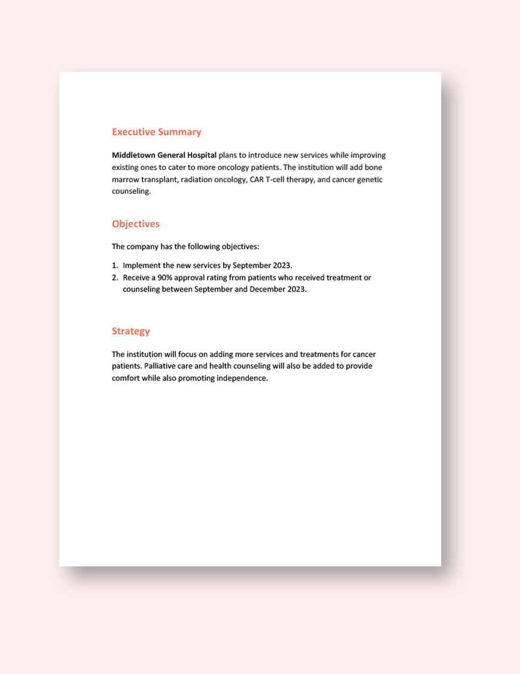 Hospital Strategic Plan Template - Google Docs, Word, Apple Pages ...