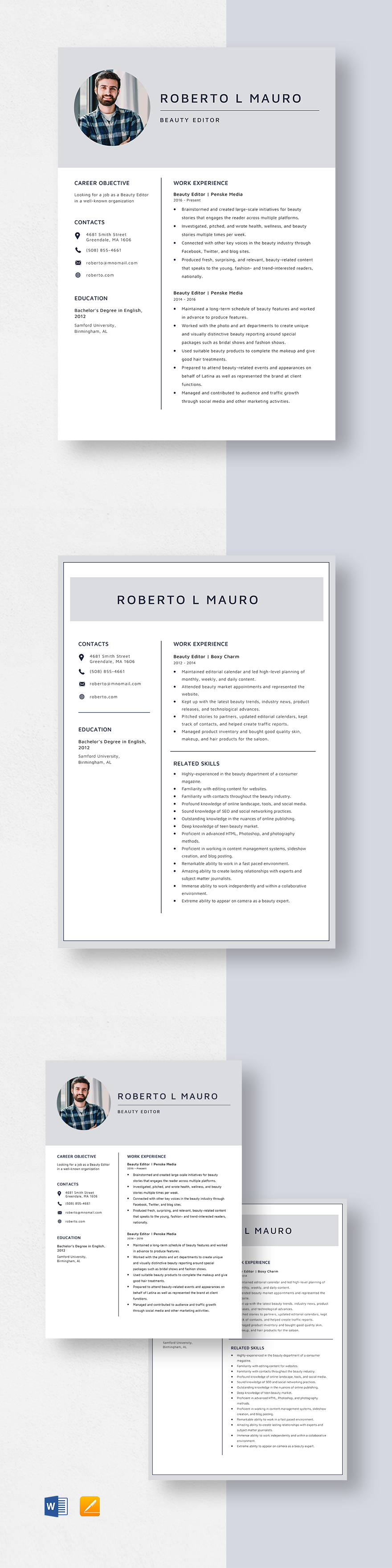 Beauty Consultant Resume Template - Word, Apple Pages, PSD, Publisher ...