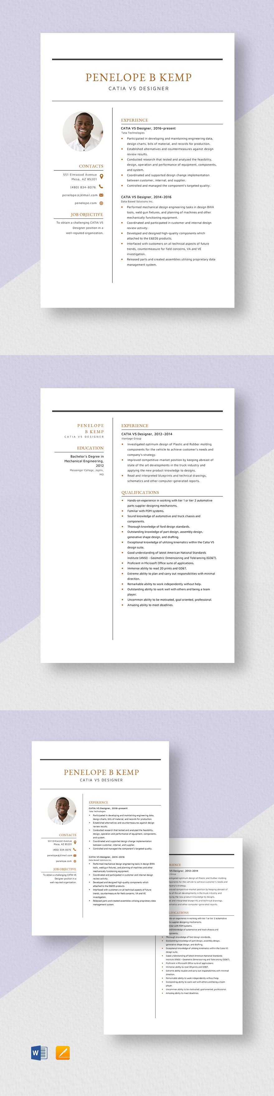 Simple Presentation Designer Resume Template - Word, Apple Pages, PSD ...