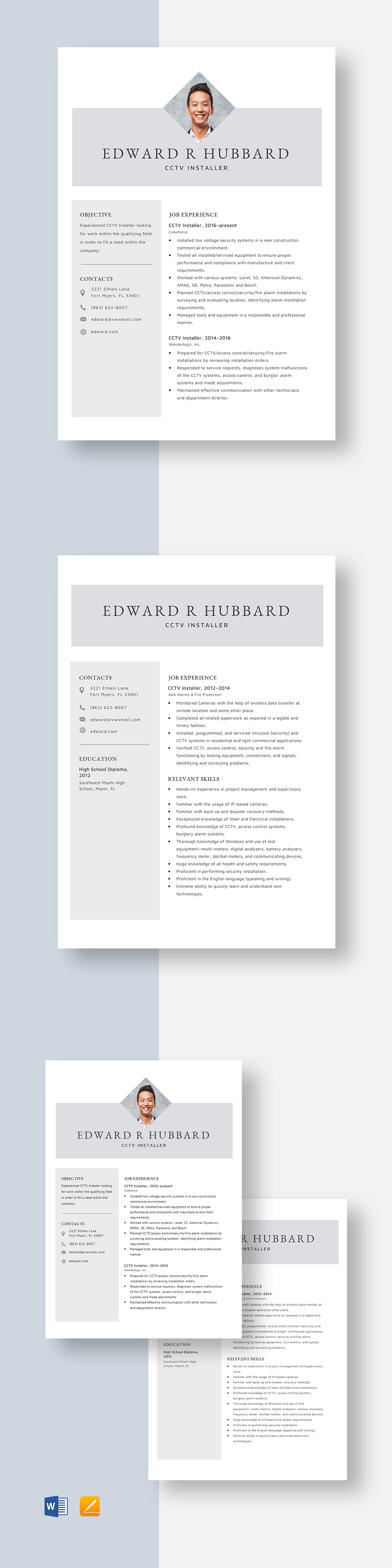 CCTV Installer Resume Template - Word, Apple Pages | Template.net