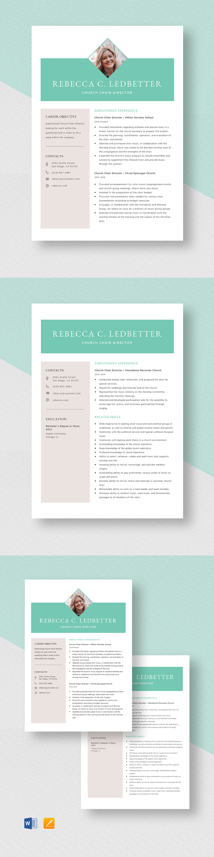 Middle School Athletic Director Resume Template - Word, Apple Pages ...