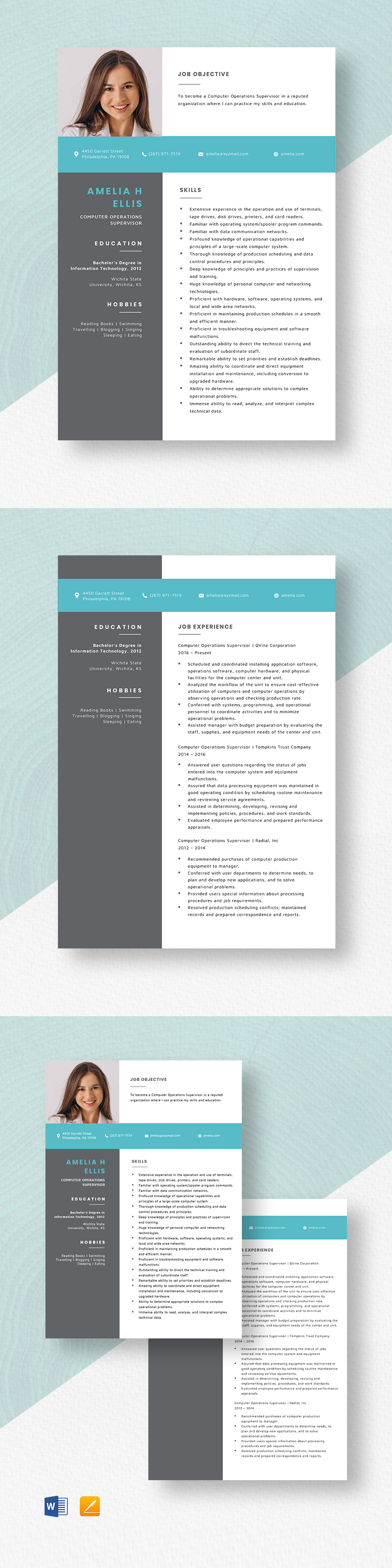 Computer Specialist Resume Template - InDesign, Word, Apple Pages, PSD ...