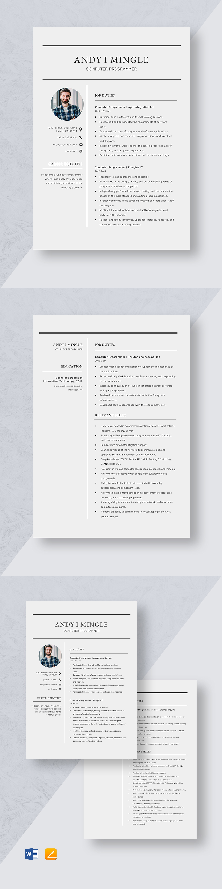 Computer Programmer Resume Template - Word, Apple Pages | Template.net