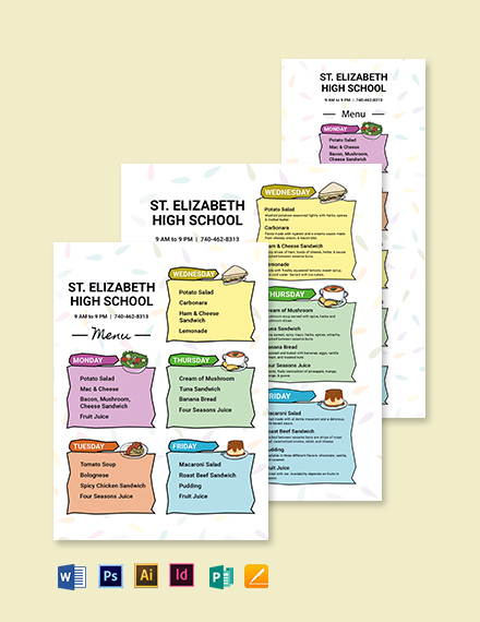 School Menu - 28+ Free Templates in PSD, PDF, Word, AI