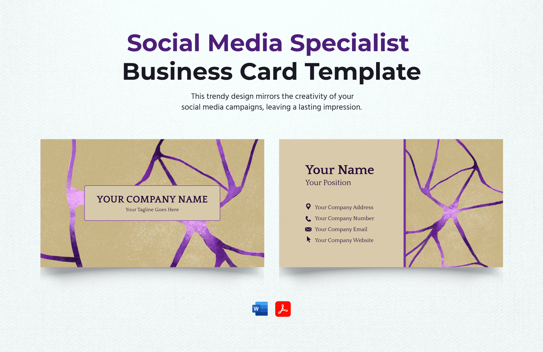 Social Media Specialist Business Card Template - Download in Word, PDF ...
