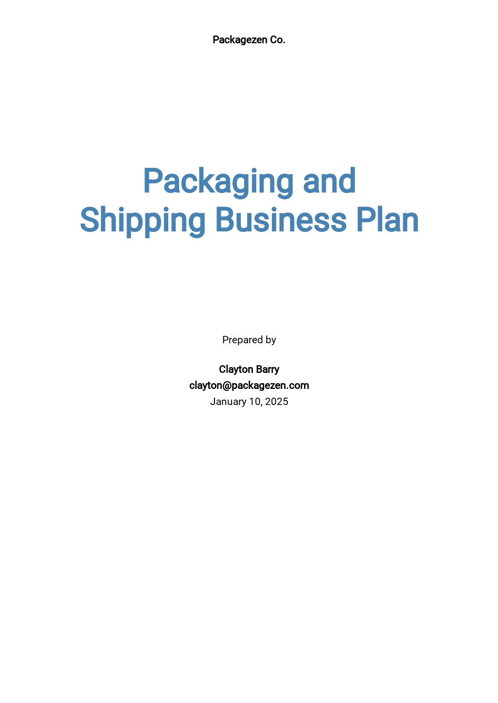 Packaging and Shipping Business Plan Template