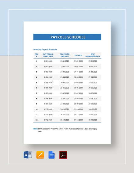 8+ FREE Payroll Templates - PDF | Word (DOC) | Excel | PSD | Google ...