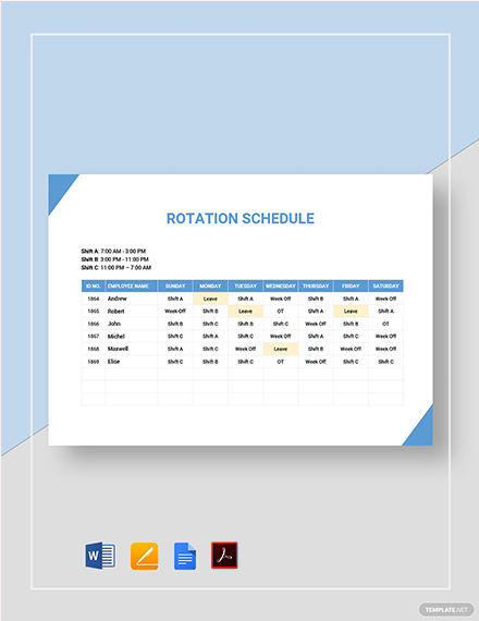 19+ Rotating/Rotation Shift Schedule Templates - Docs, Excel, PDF