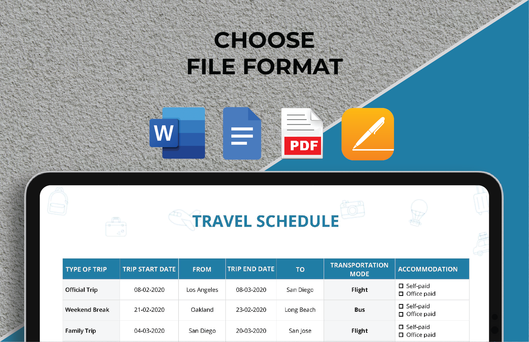 Travel Schedule Template - Download in Word, Google Docs, PDF, Apple ...