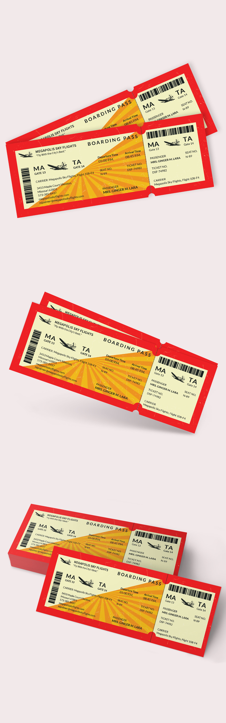 Boarding Pass Ticket Invitation Template - Illustrator, Word, Apple ...