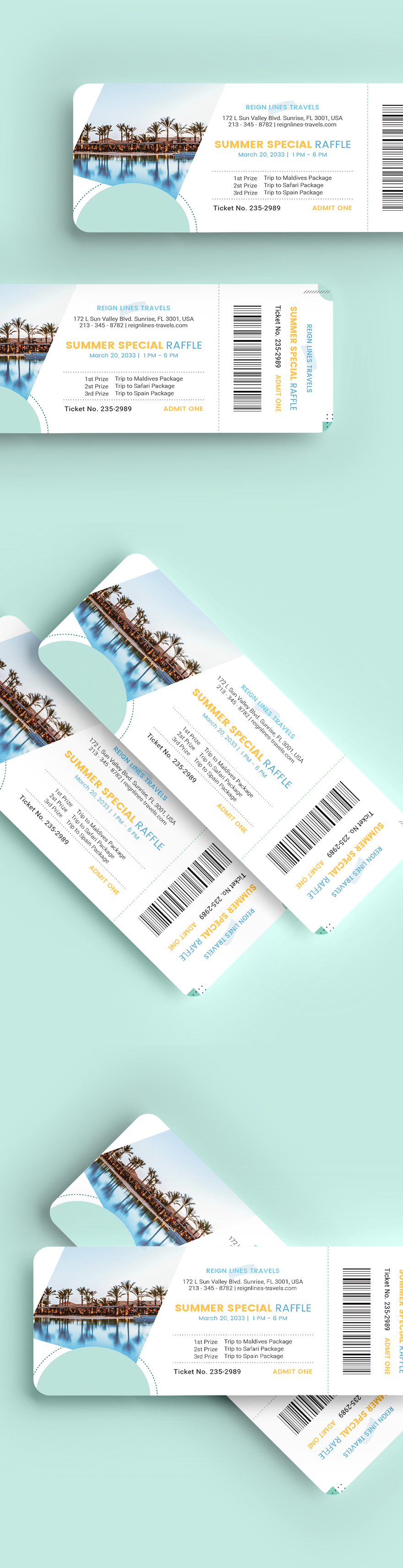 Tour Ticket Template - Illustrator, Word, Apple Pages, PSD, Publisher ...