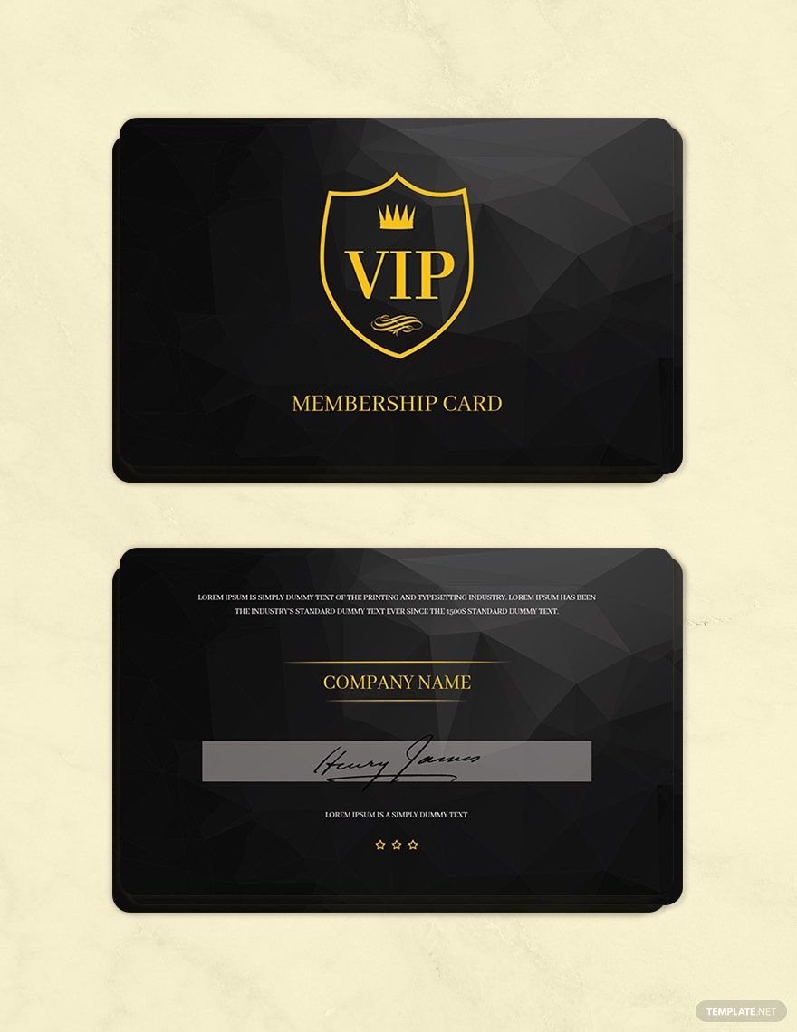 Club VIP Membership Card Template - Illustrator, Word, Apple Pages, PSD ...