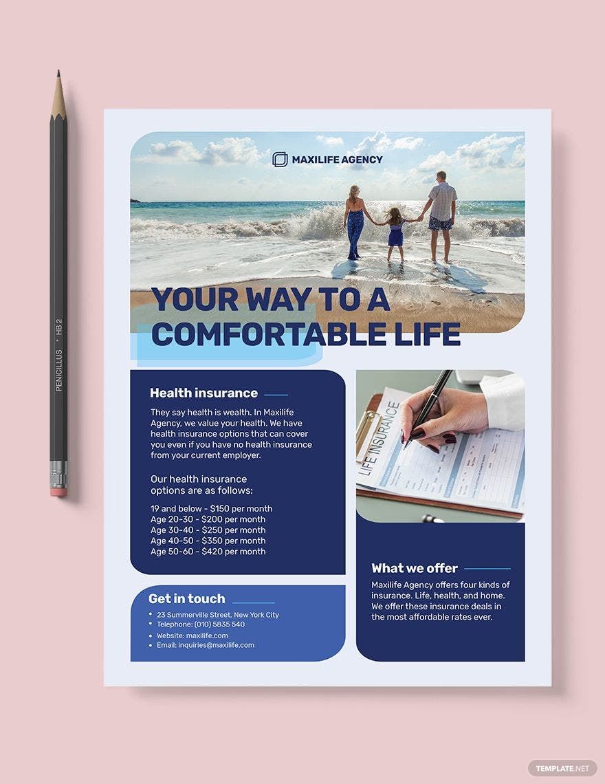 Health Insurance Company Flyer Template Google Docs Illustrator 