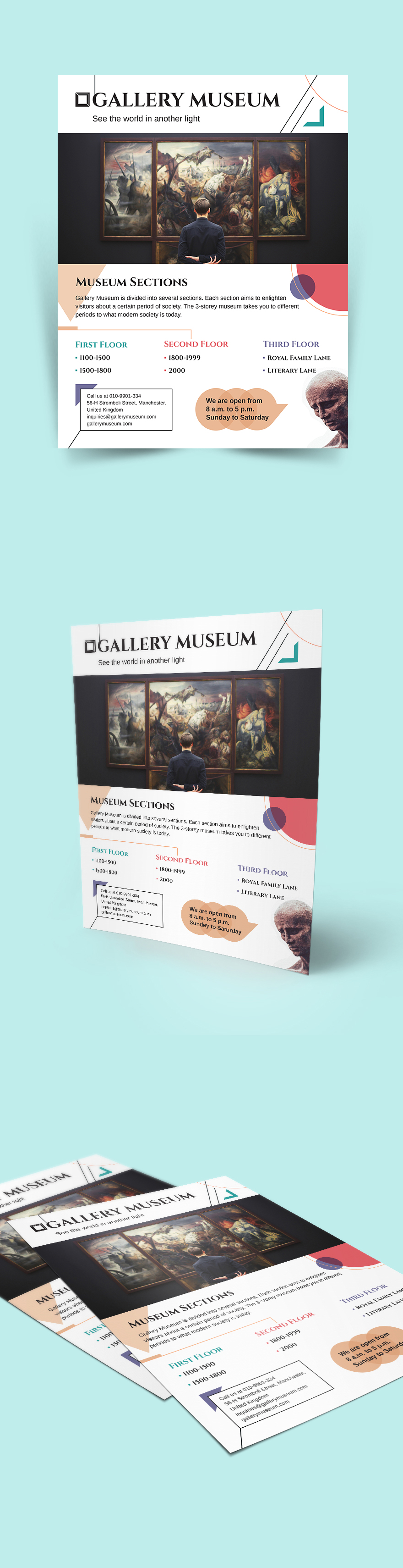 Museum Flyer Template - Illustrator, InDesign, Word, Apple Pages, PSD ...