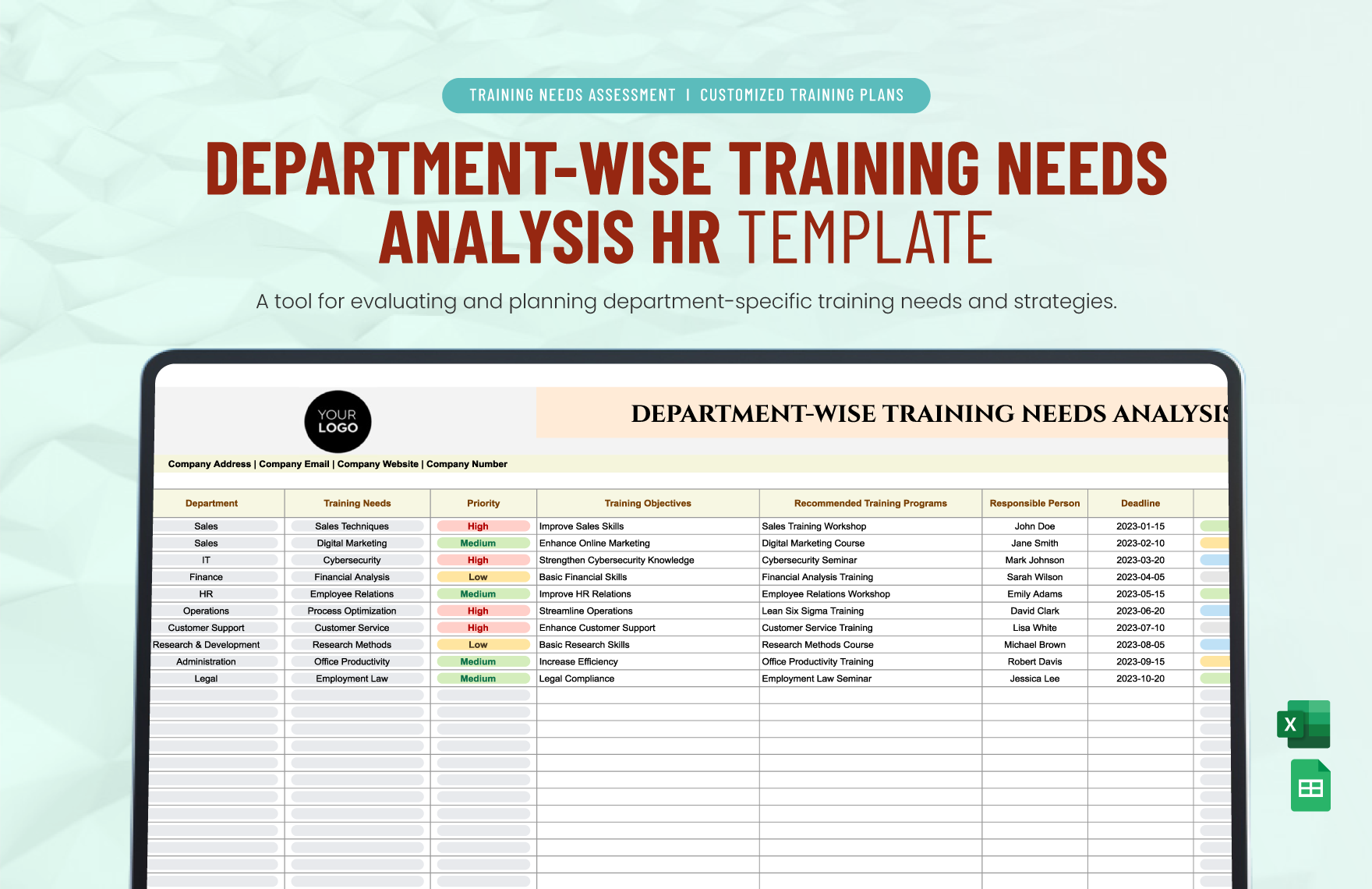 Editable GAP Analysis Templates In Excel To Download