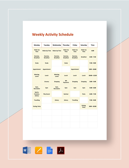 FREE Blank Weekly Schedule Template - Word