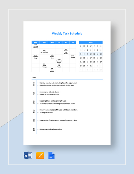 FREE Blank Weekly Schedule Template - Word