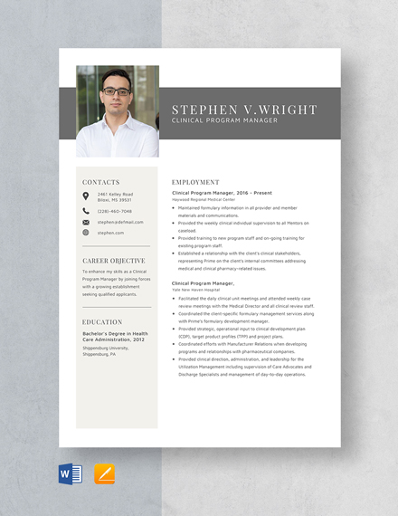 Clinical Trial Manager Resume - Download in Word, Apple Pages ...