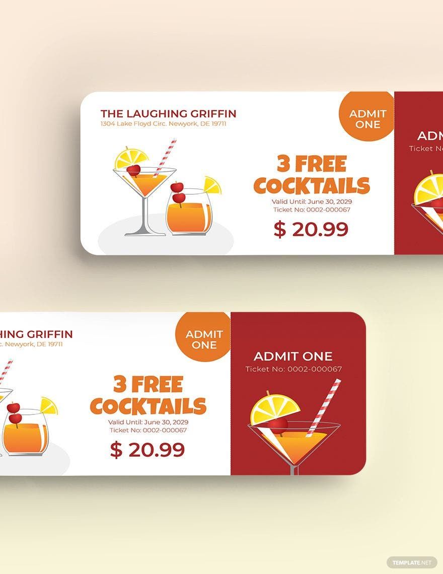 Editable Drink Ticket Templates In Apple Pages To Download