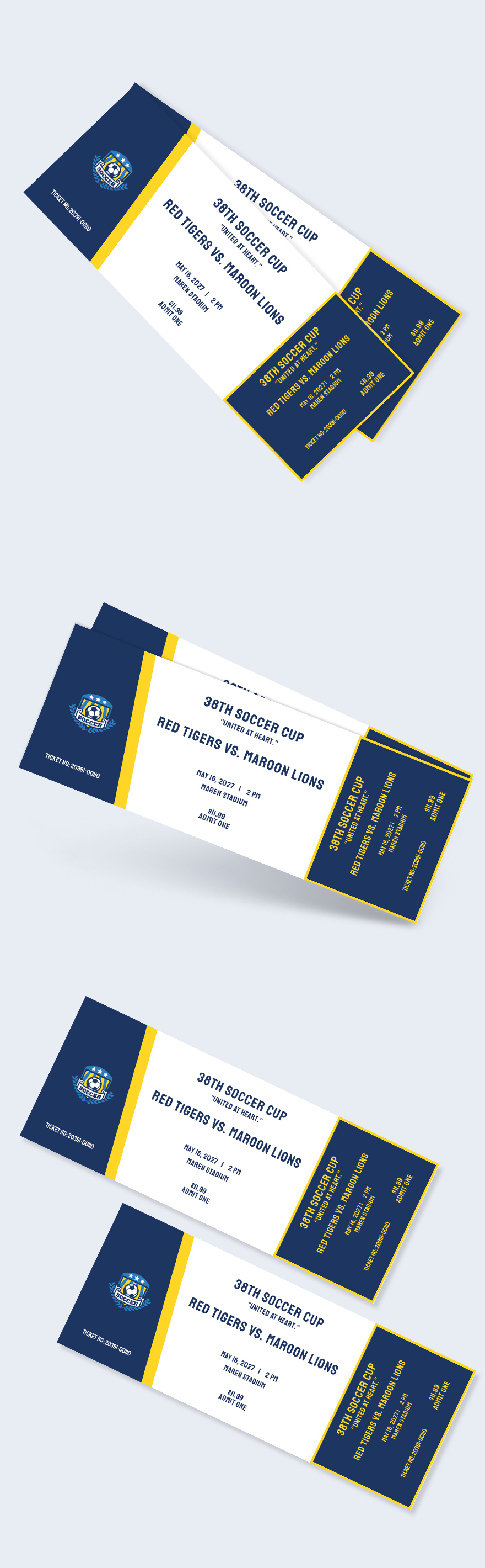 Soccer Event Ticket Template - Illustrator, Word, Apple Pages, PSD ...