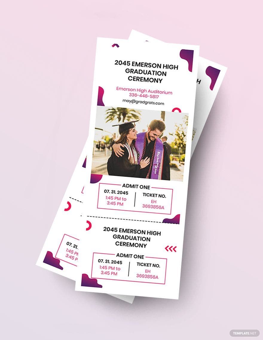 Graduation Ceremony Ticket Template In Illustrator Word Pages