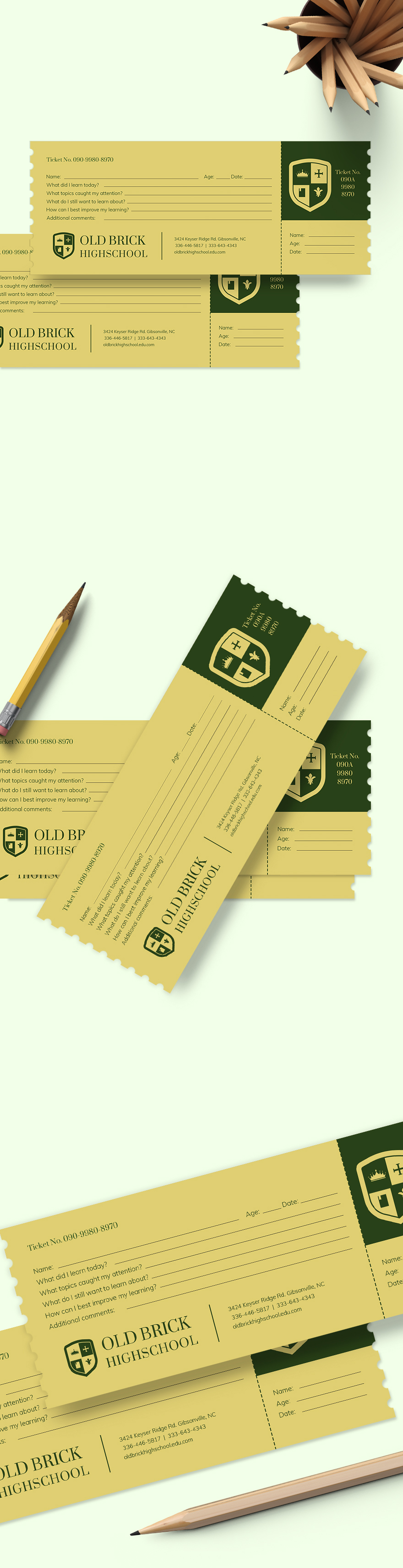 School Ticket Template - Illustrator, InDesign, Word, Apple Pages, PSD ...