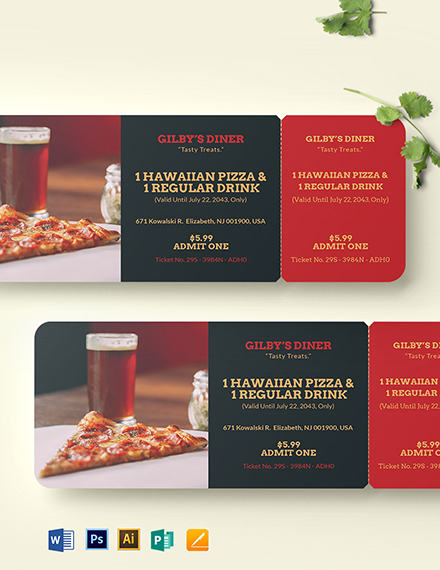 26 Food Ticket Templates Free Downloads Template