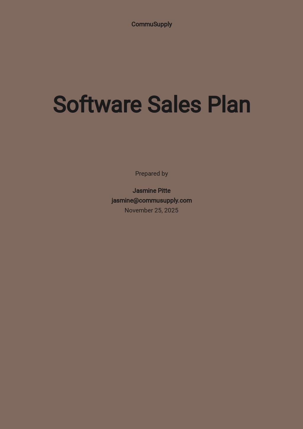Software Sales Plan Template