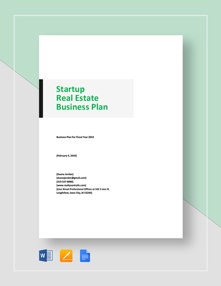 Simple Real Estate Business Plan Template - Google Docs, Word ...