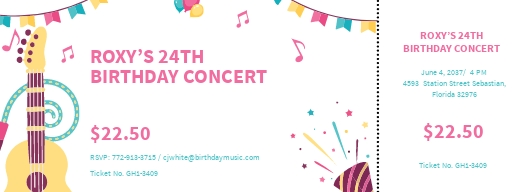 Birthday Concert Ticket Template