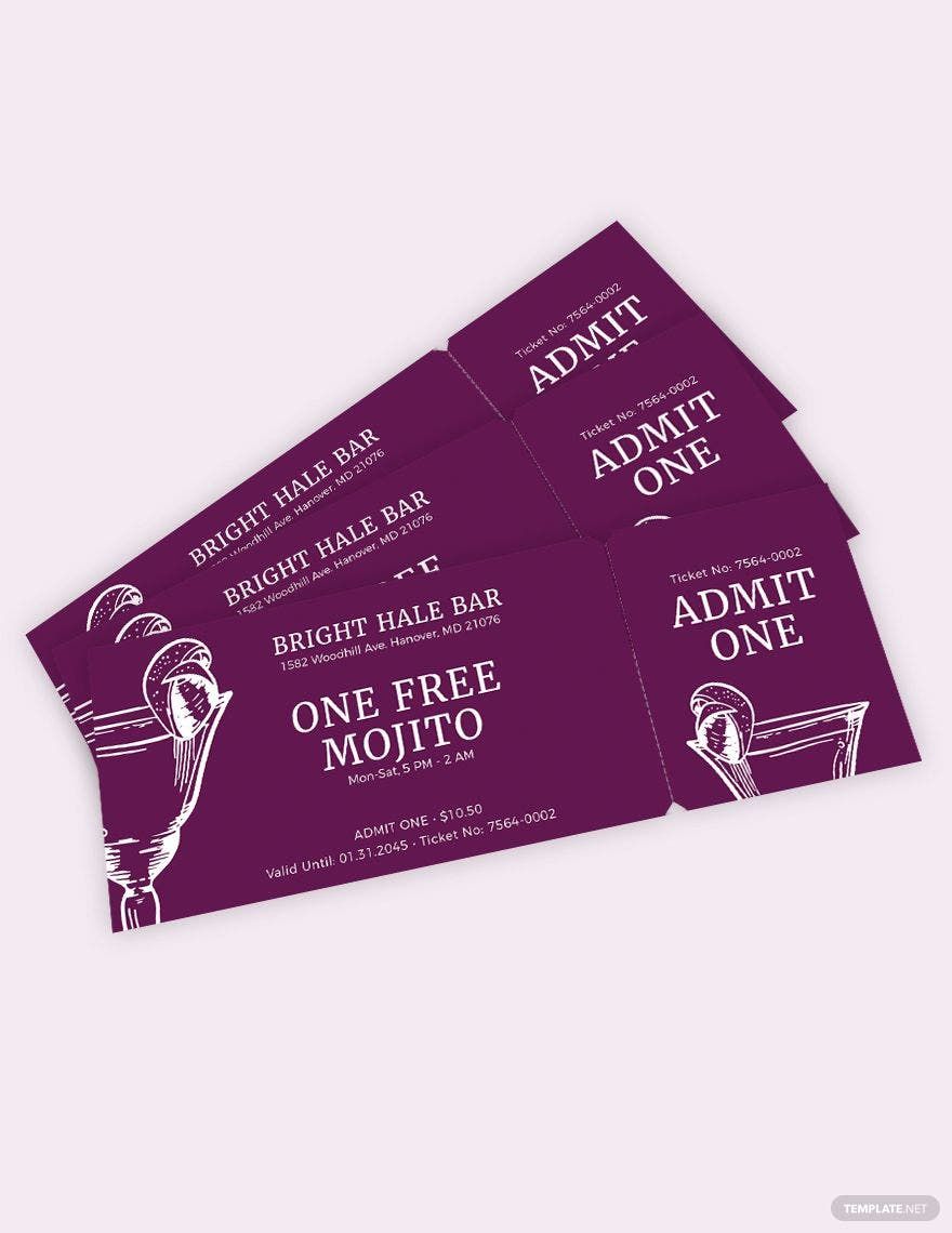 FREE Drink Ticket PDF Template Download Template
