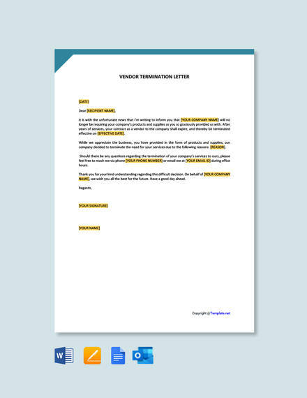 FREE Termination of Services Letter to Vendor Template - Word | Google ...