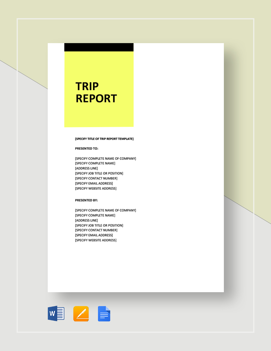 Simple Business Trip Report Template - Google Docs, Word | Template.net