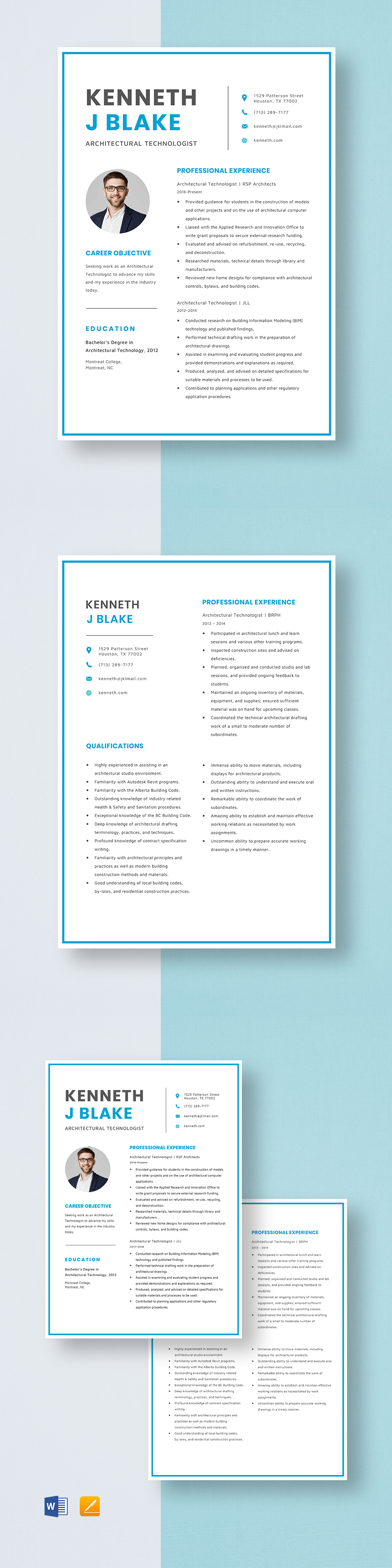 Architect Resume Template - Word, Apple Pages, PSD, Publisher ...