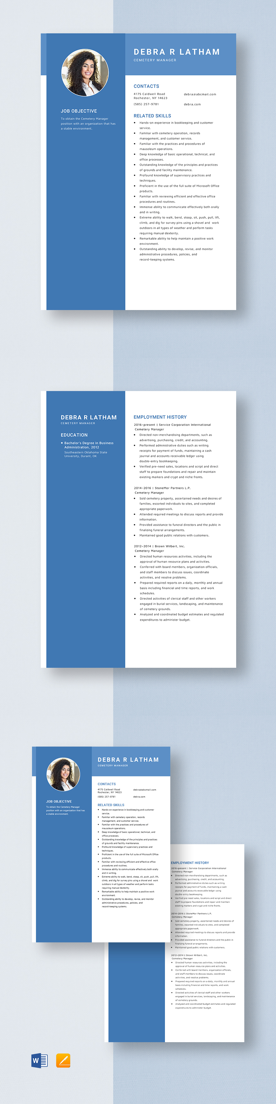 Cemetry Manager Resume Template - Word, Apple Pages | Template.net