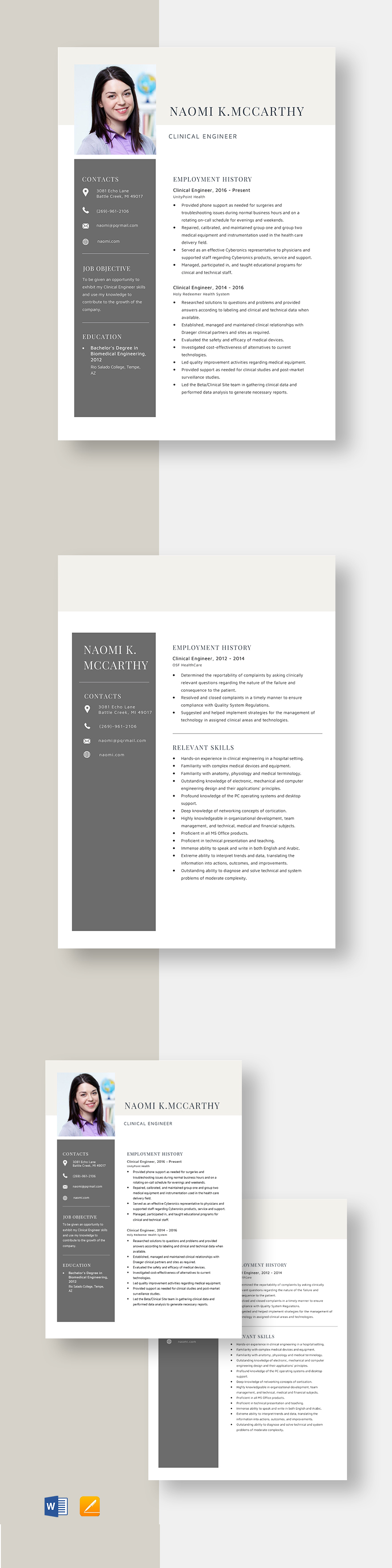 Clinical Engineer Resume Template - Word, Apple Pages | Template.net