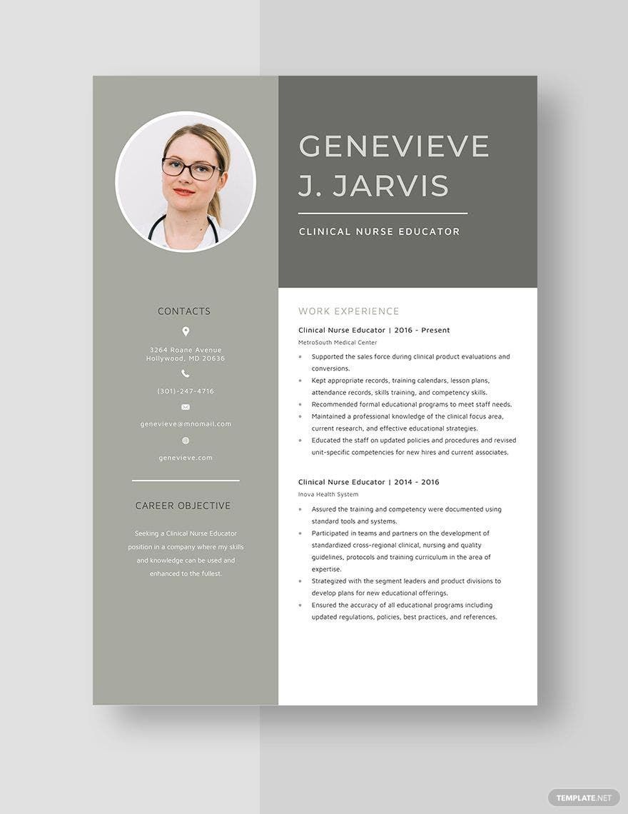Free Clinical Nurse Educator Resume Download In Word Apple Pages 