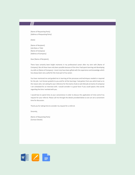 Free Reference Request Letter Template