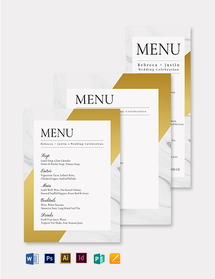Free Posh Wedding Menu Template