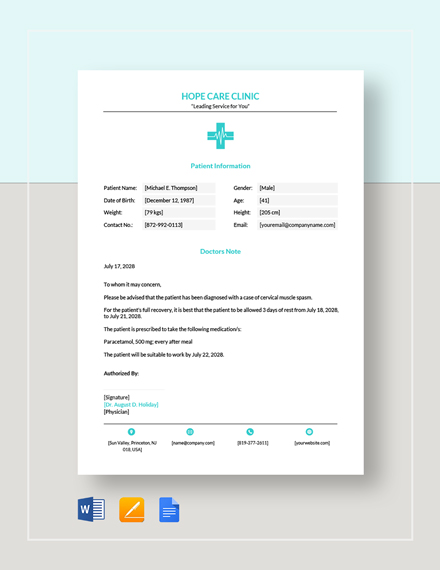 15 Doctors Note Templates PDF Docs Word